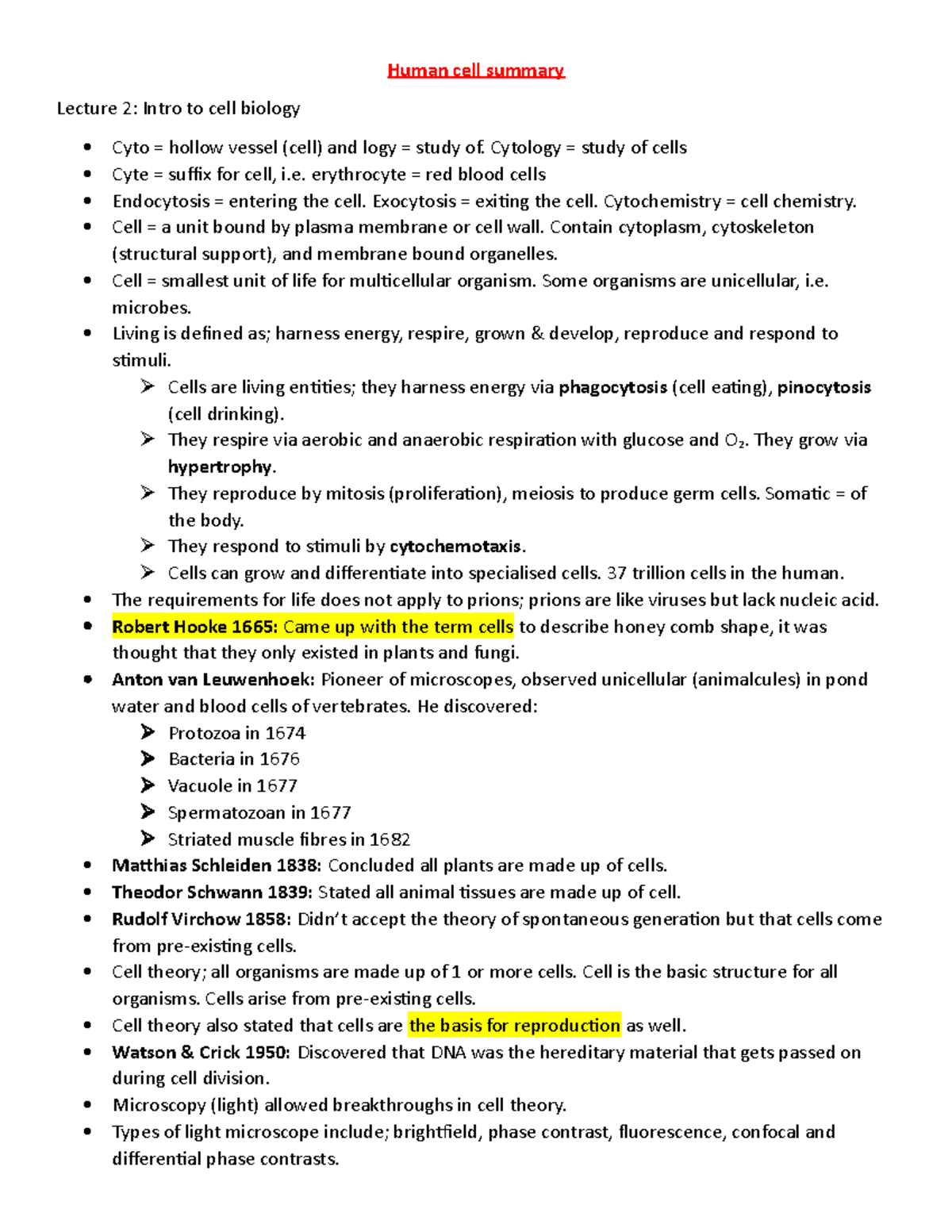 Human cell summary - Cytology study of cells Cyte suffix for cell, i ...