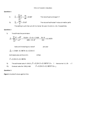 STA 114 Test 1 March 5th 2022 Solutions - STA 114 Test I Solutions ...