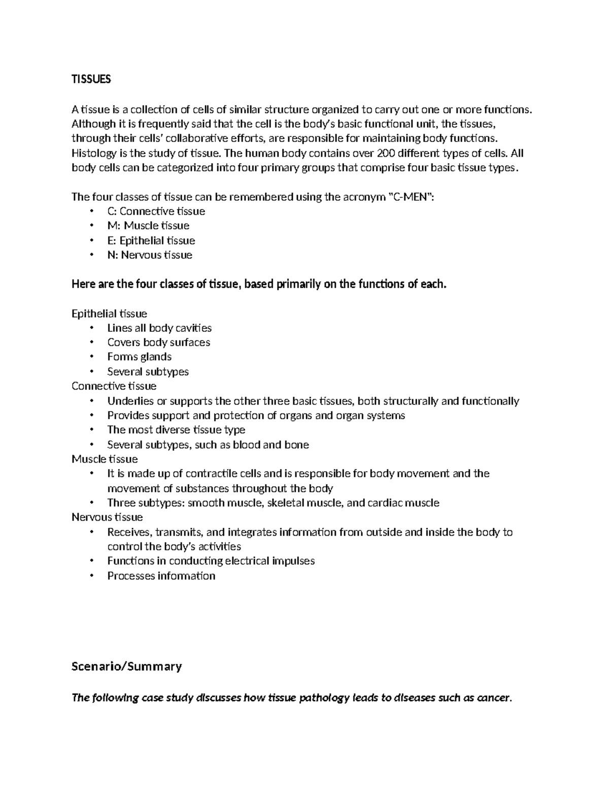 Tissue - TISSUES A tissue is a collection of cells of similar structure ...