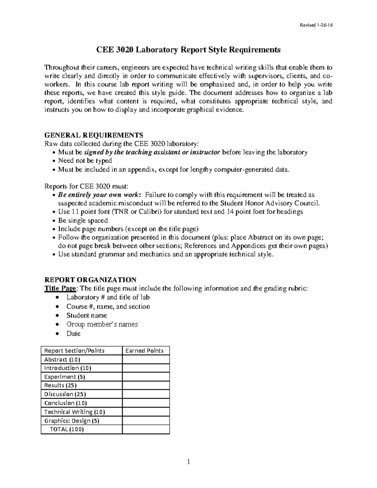 CEE 3020 Lab Report Instructions 1-26-16 - Revised 1-26-16 CEE 3020 ...