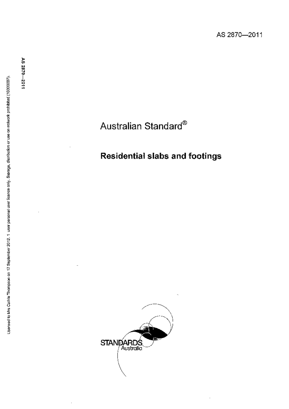AS 2870-2011 Residential slabs amp footings - SA3475 - Studocu