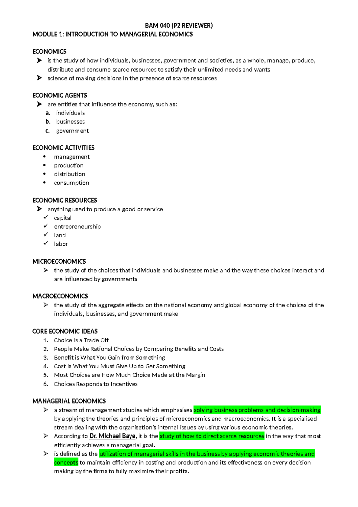 BAM 040 P2 Reviewer - BAM 040 (P2 REVIEWER) MODULE 1: INTRODUCTION TO ...