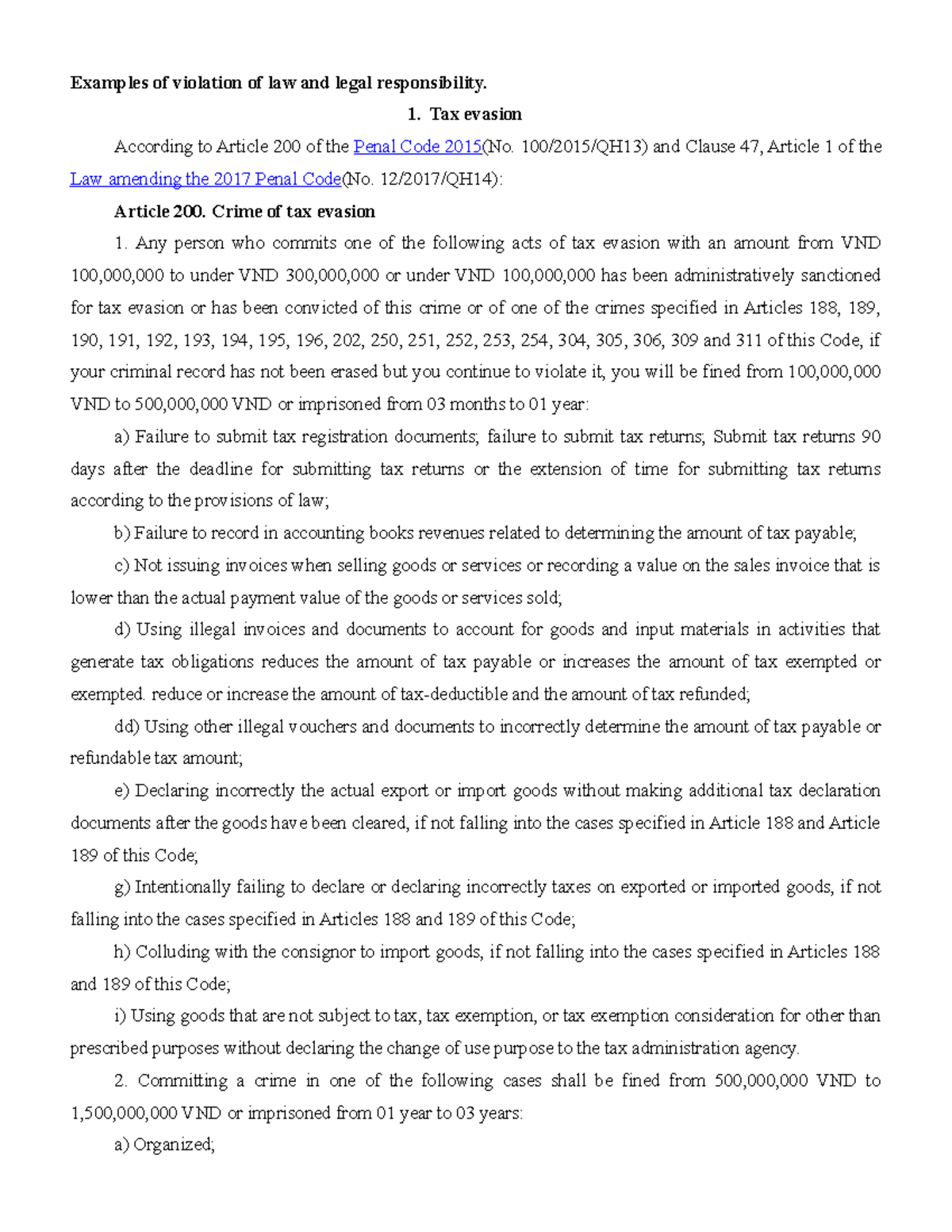 Practice-1 - Prac 1 NTA - Examples of violation of law and legal ...