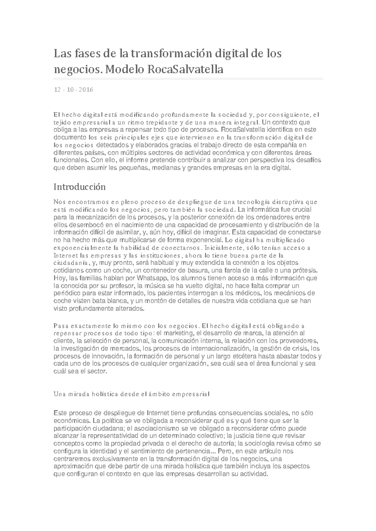 Las fases de la transformaci Ã³n digital de los negocios - Modelo RocaSalvatella 12 - 10 - 2016 ...