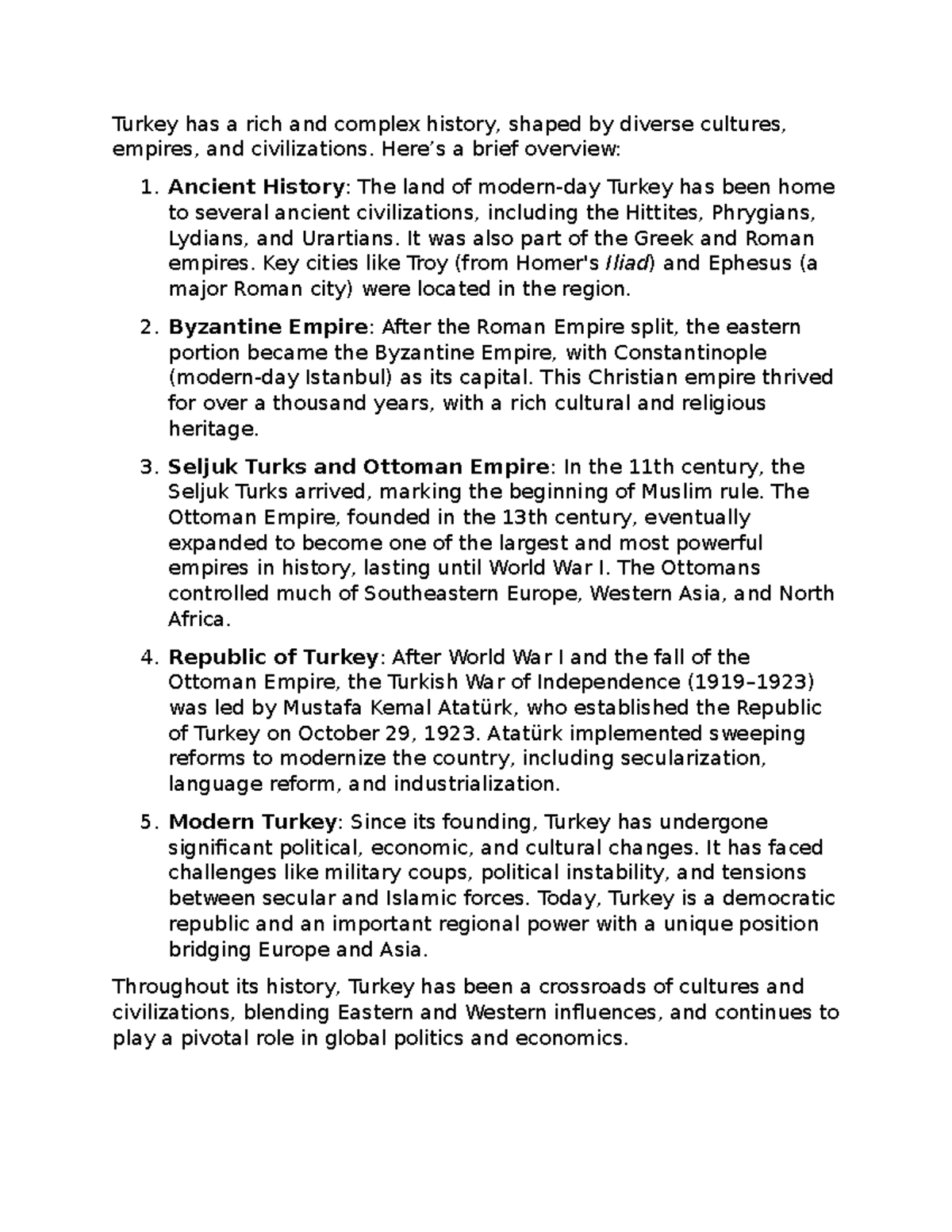 Turkey - history - Turkey has a rich and complex history, shaped by ...