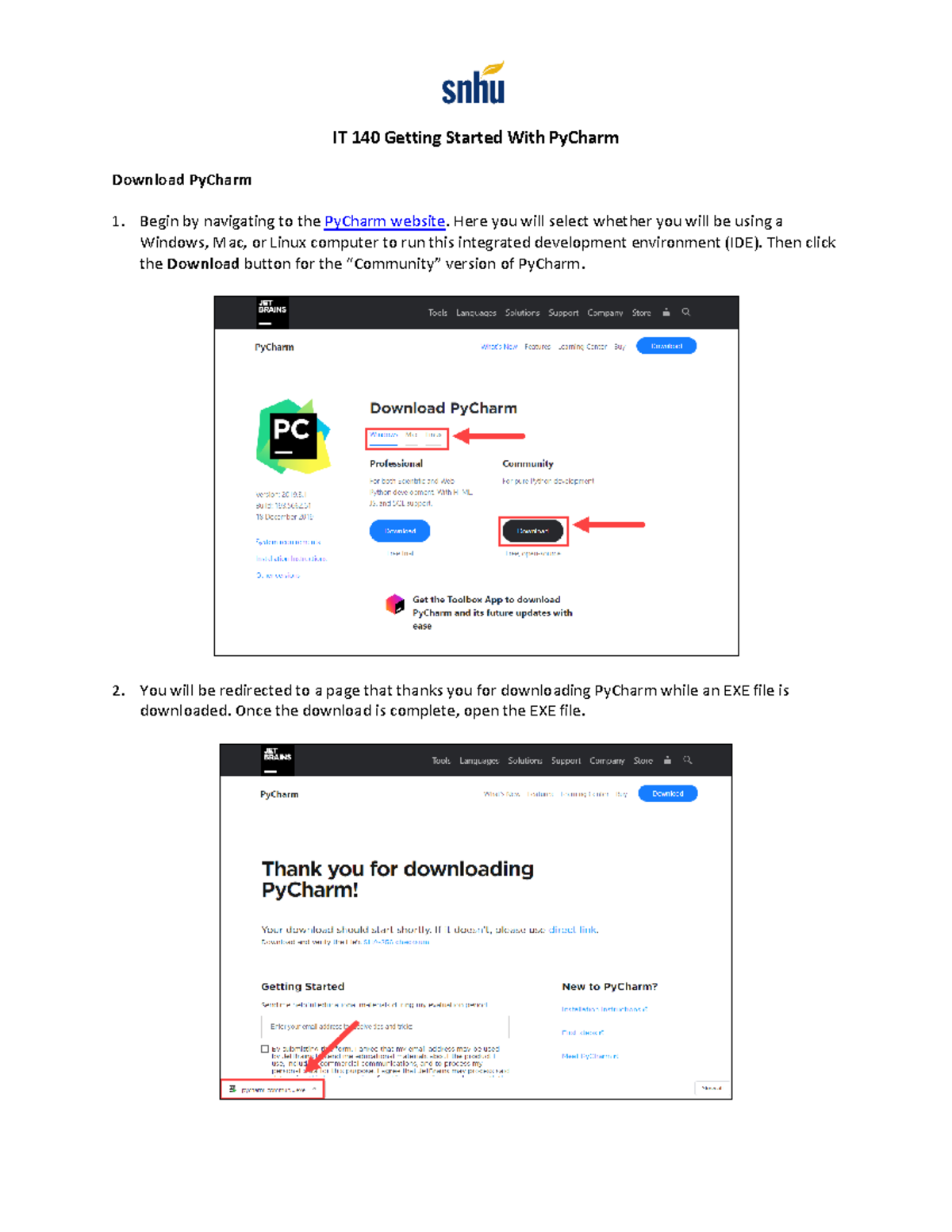 IT 140 Getting Started With Py Charm - IT 140 Getting Started With PyCharm Download PyCharm ...