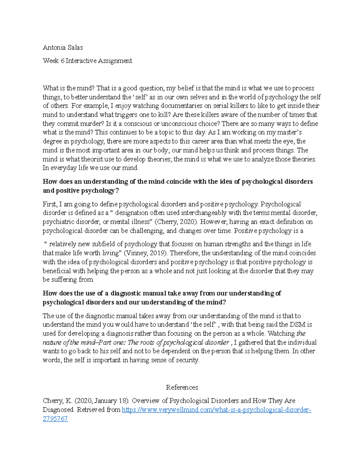 Week 6 interactive assignment - Antonia Salas Week 6 Interactive ...