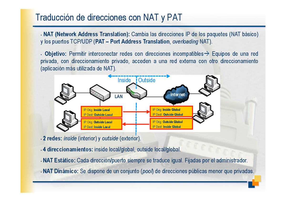 Presentación ACL, NAT, PAT-3-10 - Traducción de direcciones con NAT y PAT NAT (Network Address ...