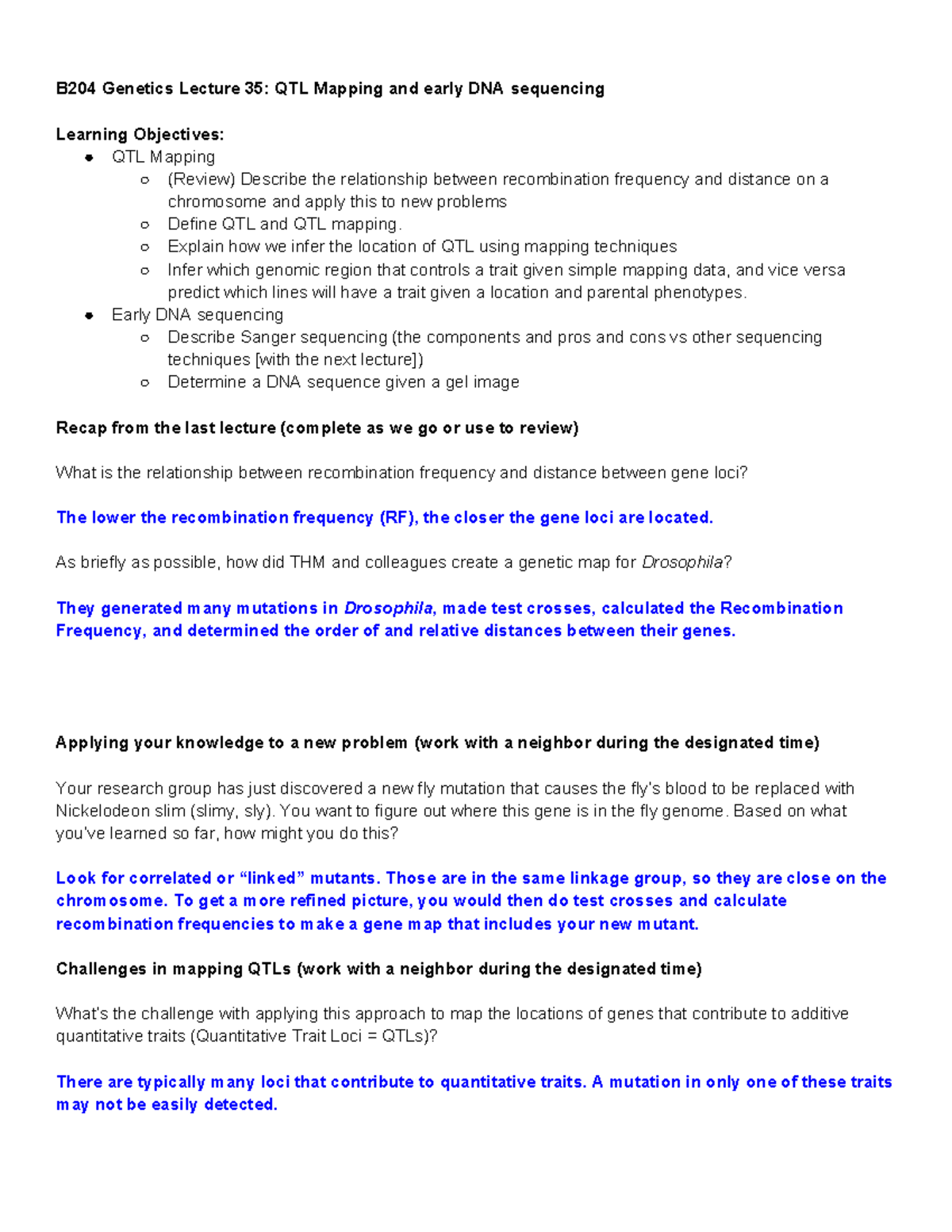IB204 FA2023 Lecture 35 worksheet 2023-11-13 Example Answers - B204 Genetics Lecture 35: QTL ...