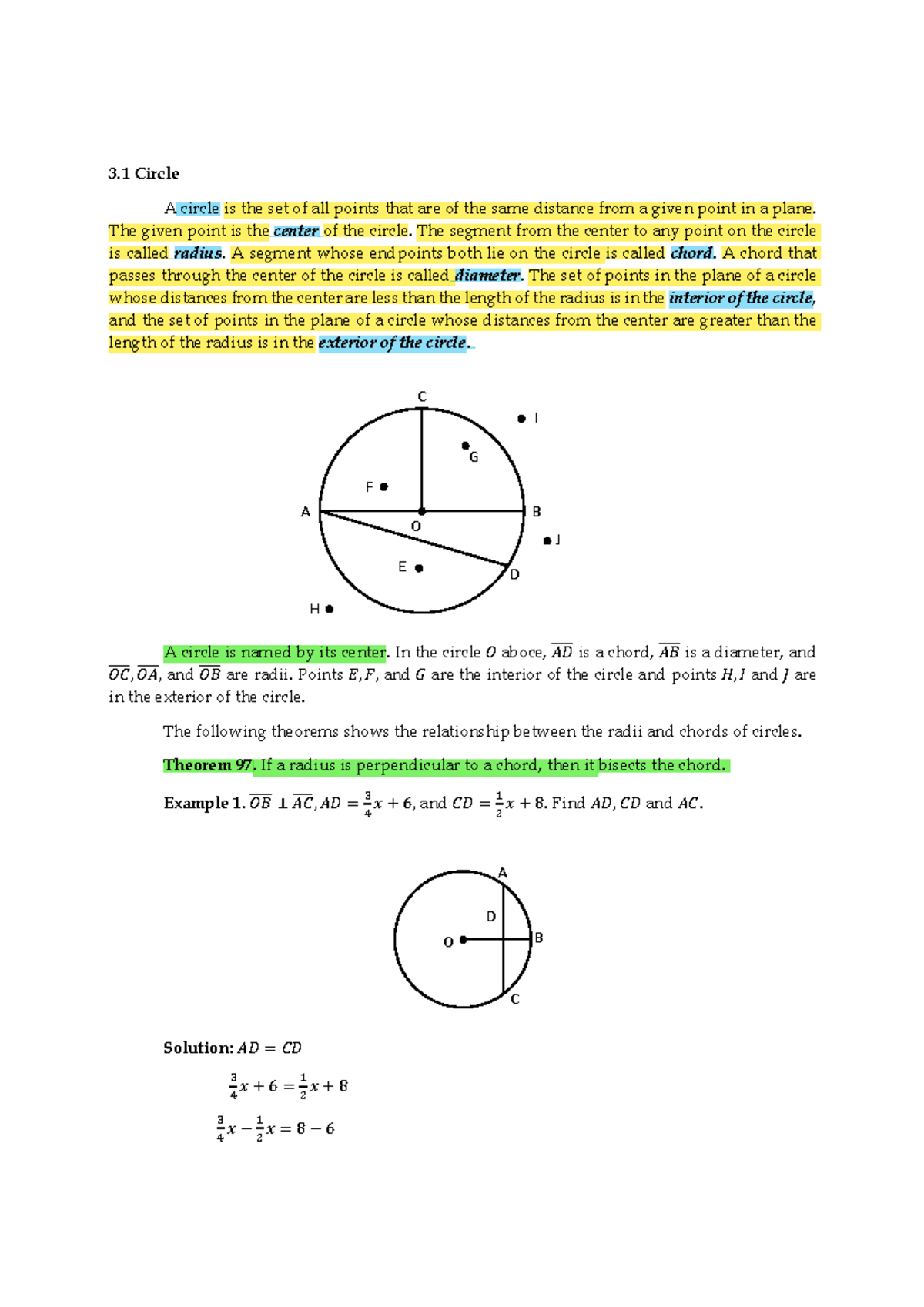 Module 3.1 Math 10 (Circle) - 3 Circle A circle is the set of all ...