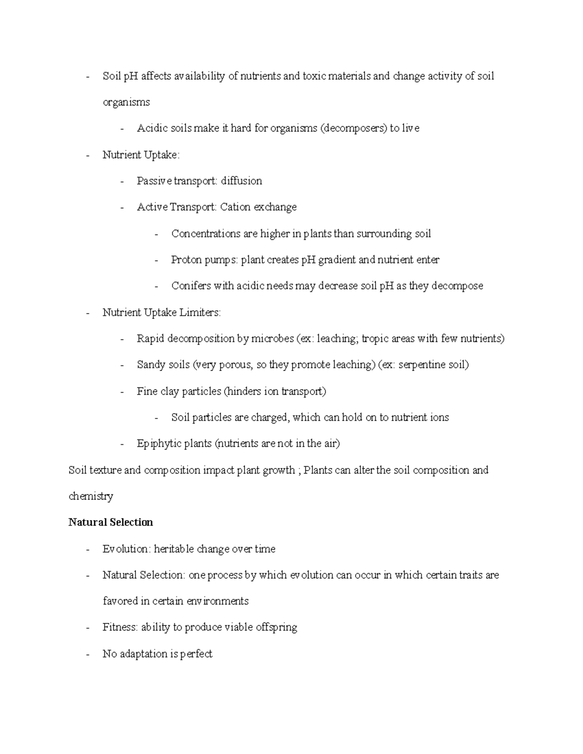 1 26 Notes - Soil pH affects availability of nutrients and toxic ...