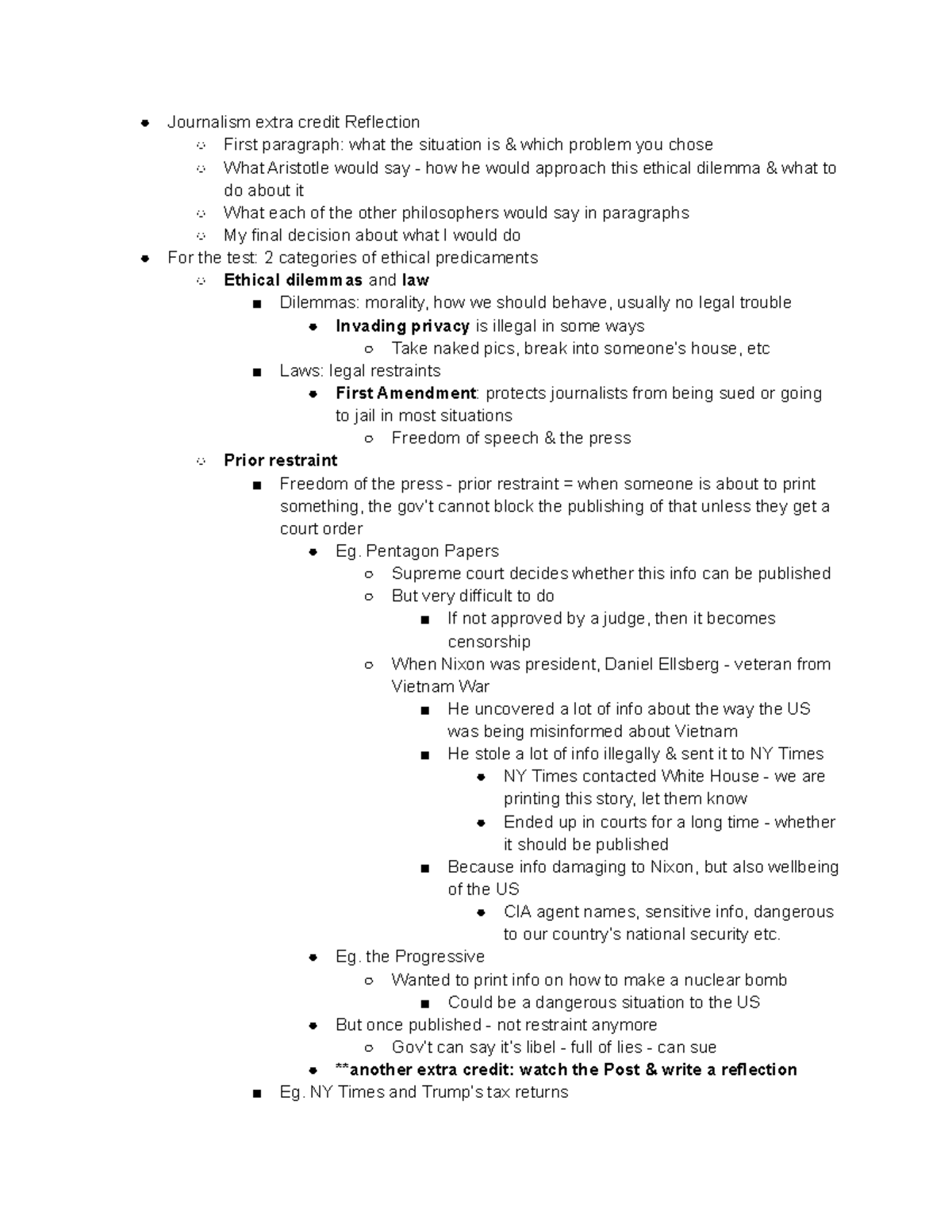 9 28 Lecture Journalism, 1st amendment - Journalism extra credit ...