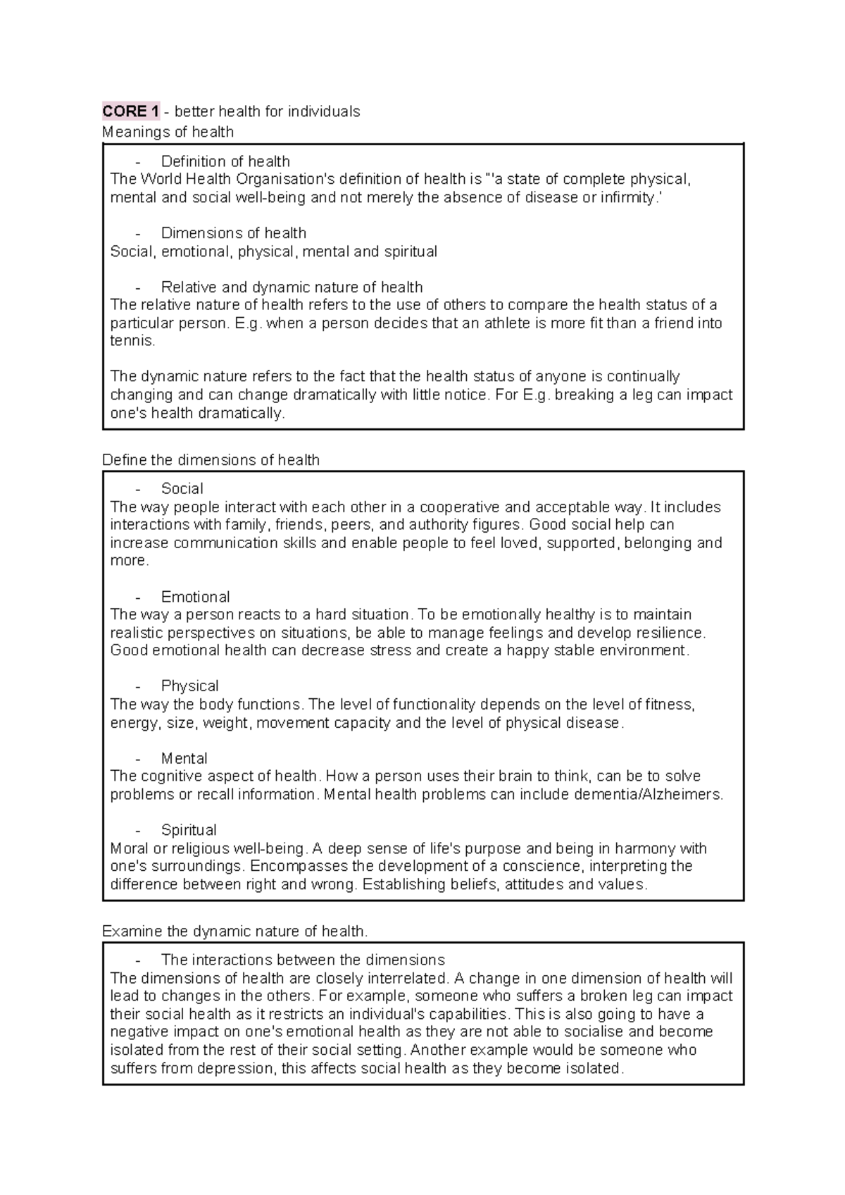 PDH study - PDHPE full prelim course - CORE 1 - better health for ...