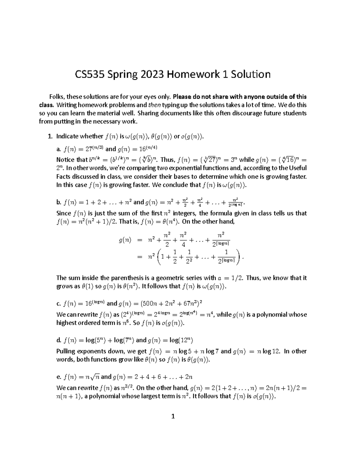 HW1-S23-Solutions - doc - CS535 Spring 2023 Homework 1 SoluƟon Folks, these soluƟons are for ...