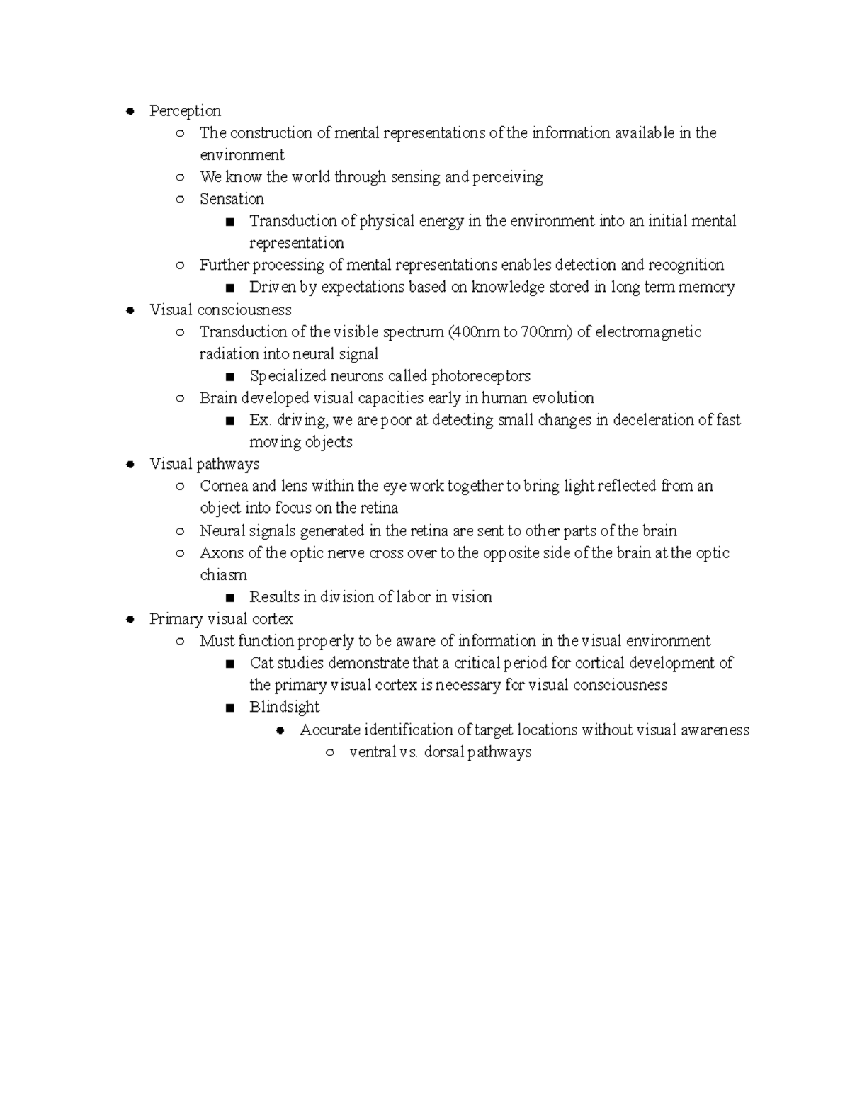chap 2 perception - Perception The construction of mental ...