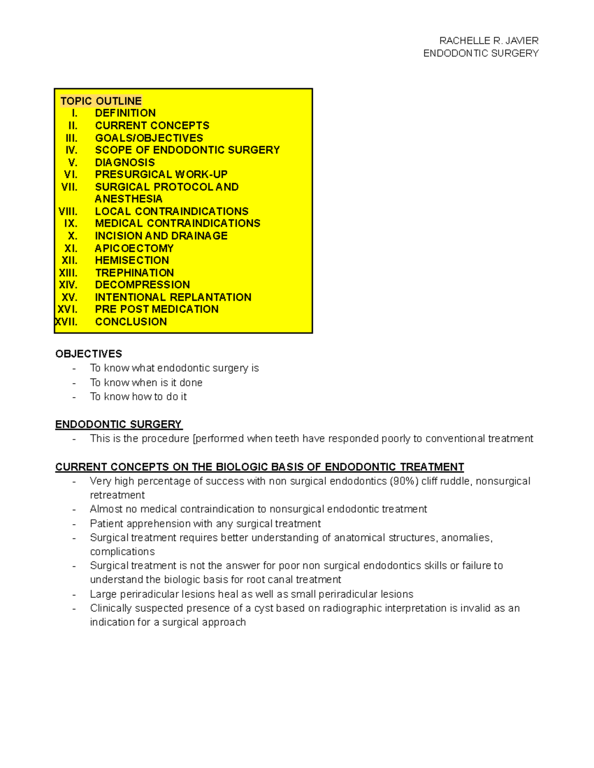 Endodontic- Surgery-1 - ENDODONTIC SURGERY TOPIC OUTLINE I. DEFINITION ...