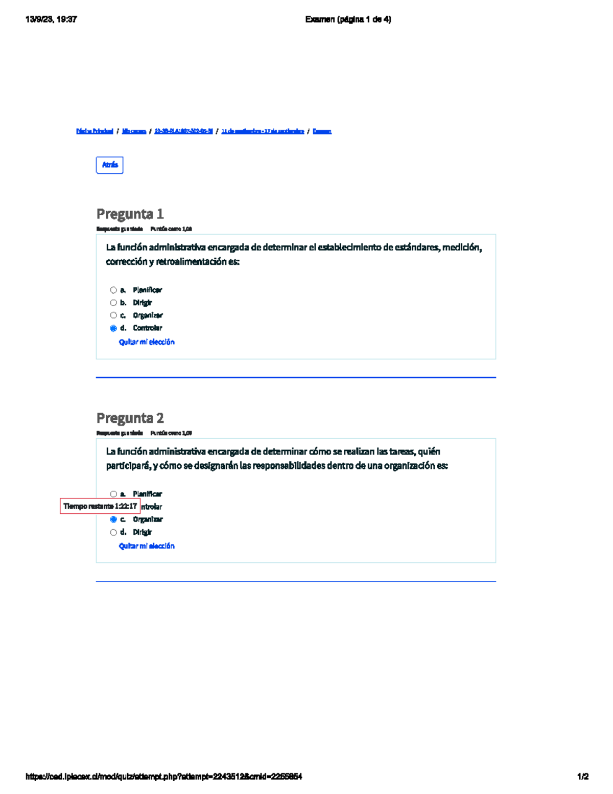 Pag1 - 19:37 Examen (página 1 de 4) Página Principal Mis cursos 11 de septiembre 17 de ...