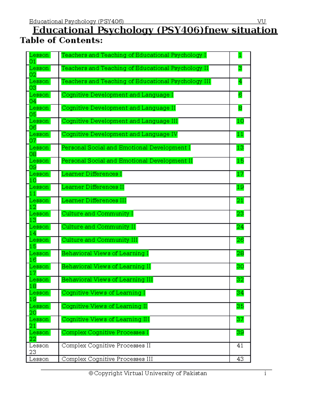PSY406 Marked Handout - Psychology - Educational Psychology (PSY406 ...