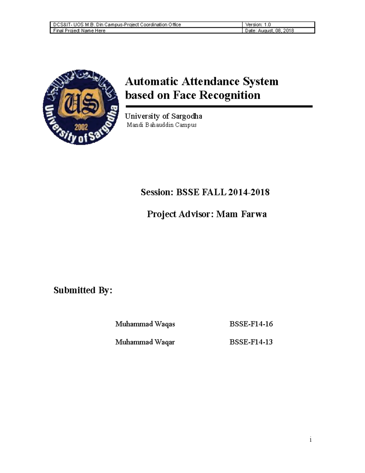 Automatic Attendance System based on Face Recognition - Copy - Final ...
