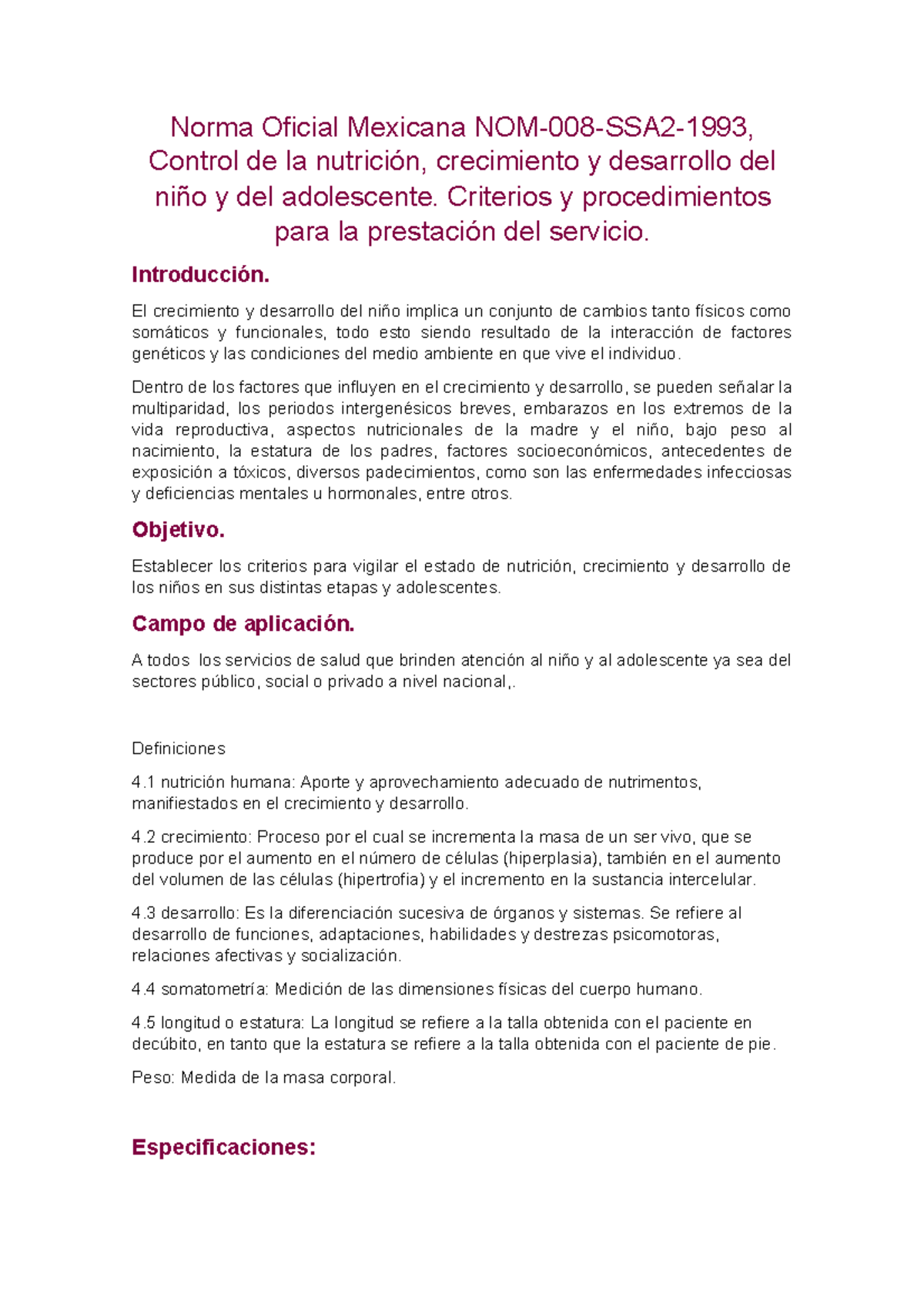 Norma Oficial Mexicana NOM - Norma Oficial Mexicana NOM-008-SSA2-1993 ...