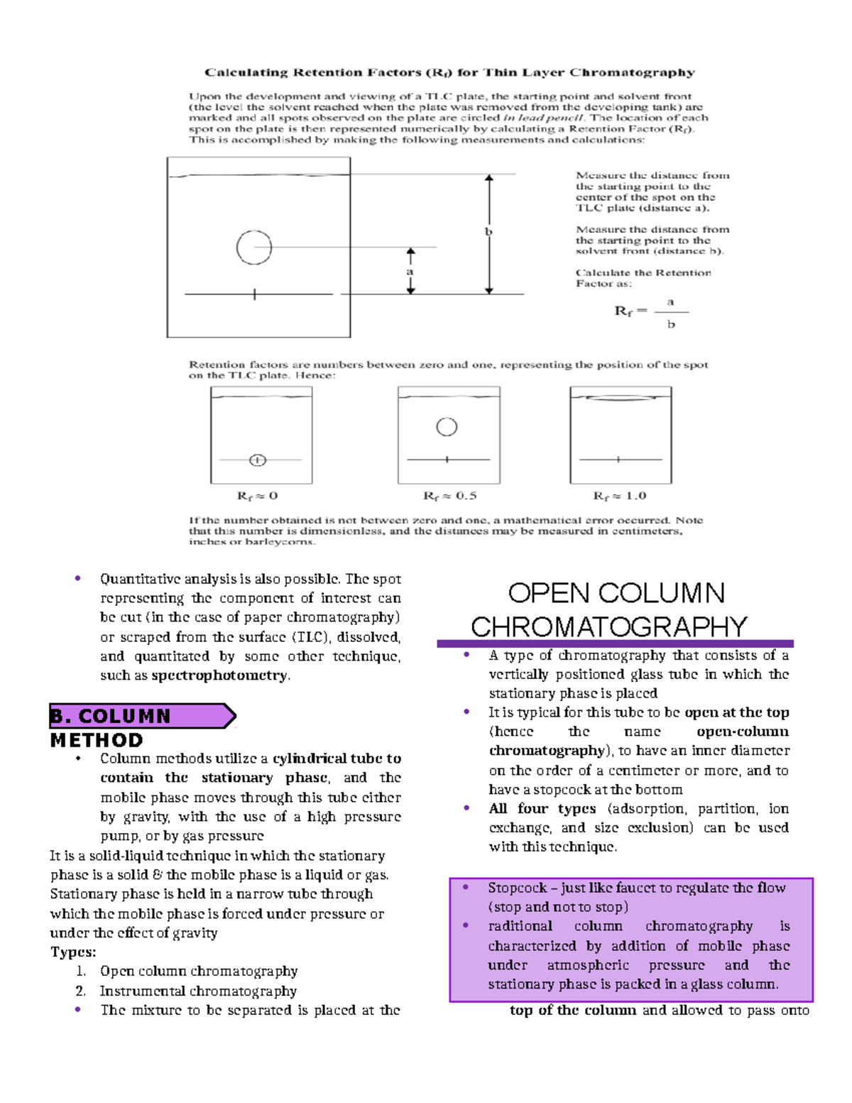 Quantitative analysis Analytical Chemistry Part 15 Summary - B. COLUMN ...