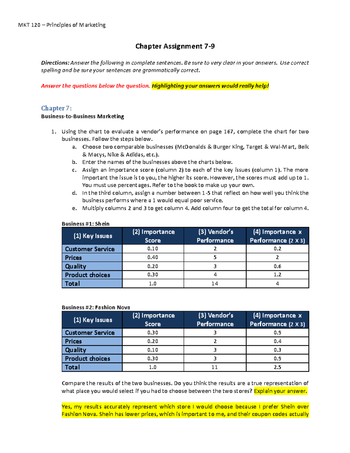 Chapter Assignment 7-9 - Chapter Assignment 7- Directions: Answer the ...