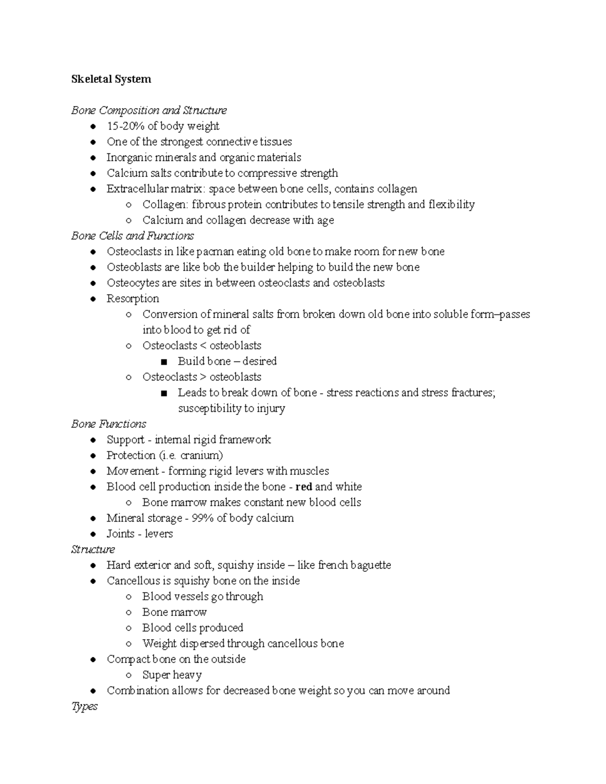 Week 2 Skeletal System and its Movements - Skeletal System Bone ...