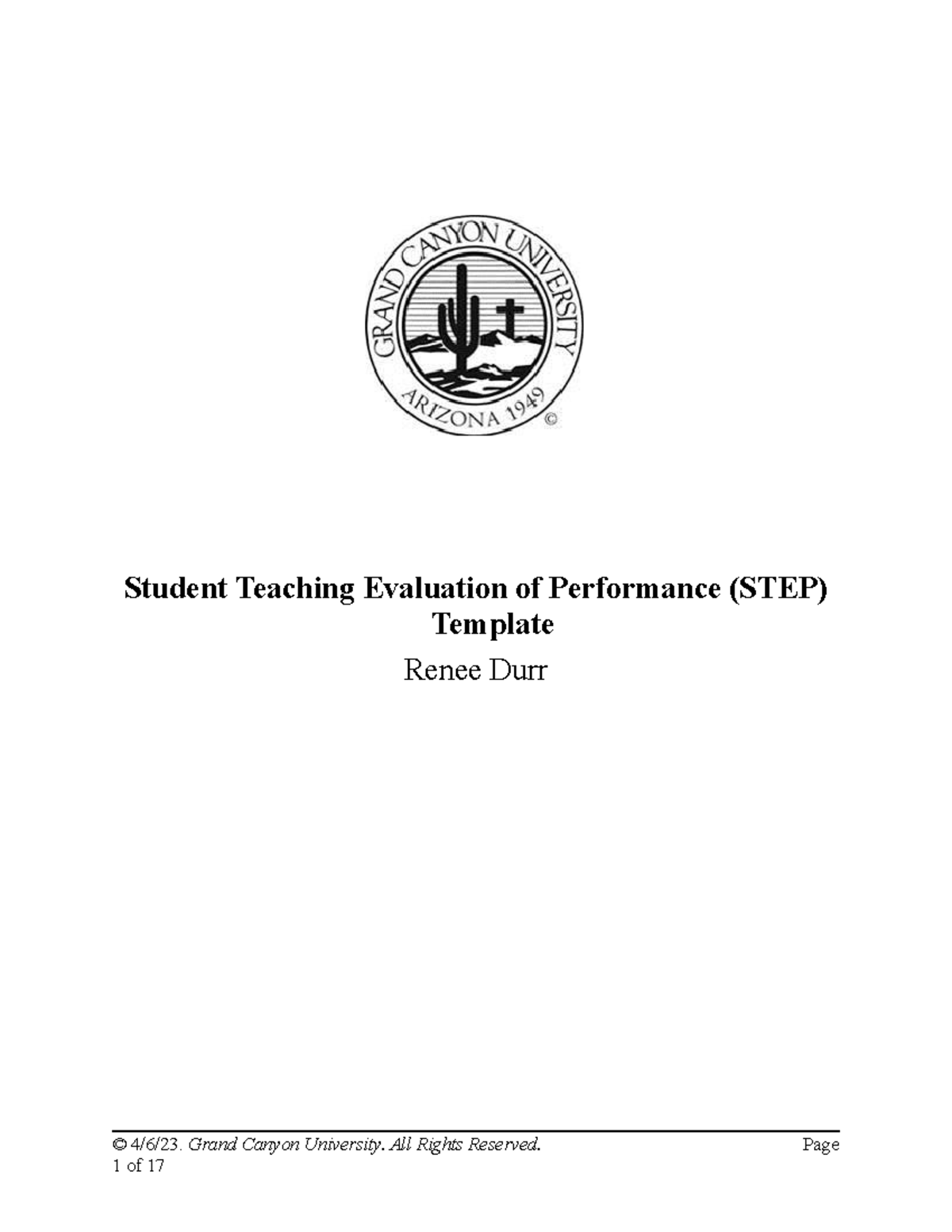STEP Template 2 - Student Teaching Evaluation of Performance (STEP ...