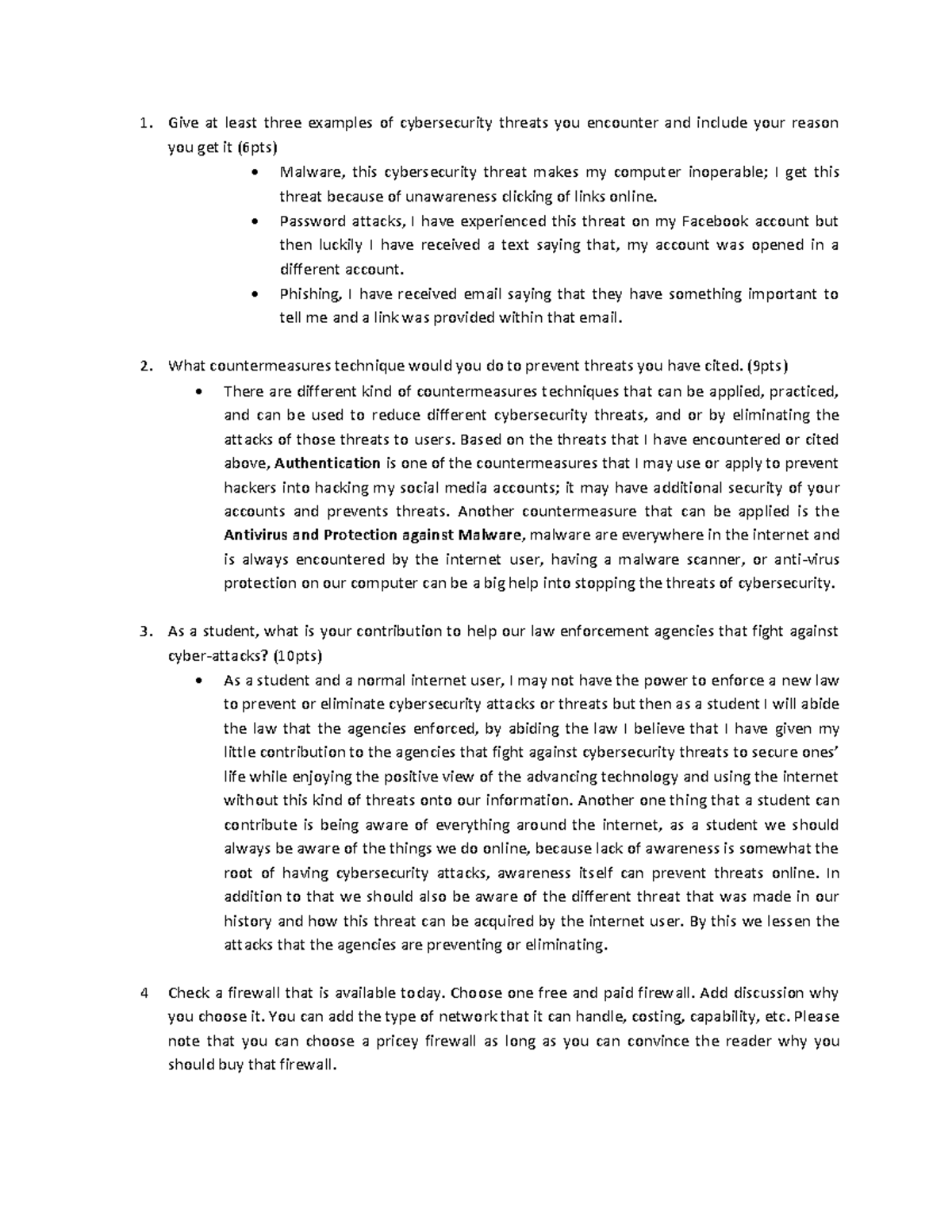 Cyber Security - Give at least three examples of cybersecurity threats ...