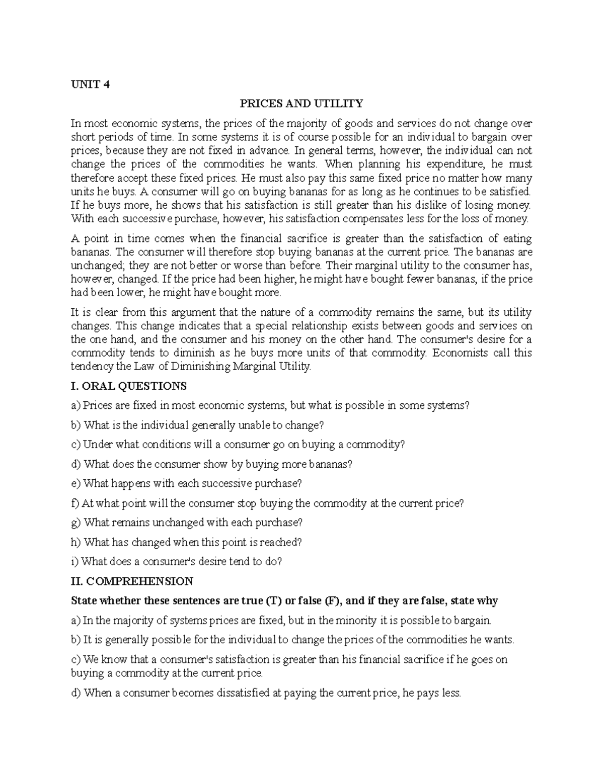 Reading 4 - Market Leader Intermediate 3rd - UNIT 4 PRICES AND UTILITY ...