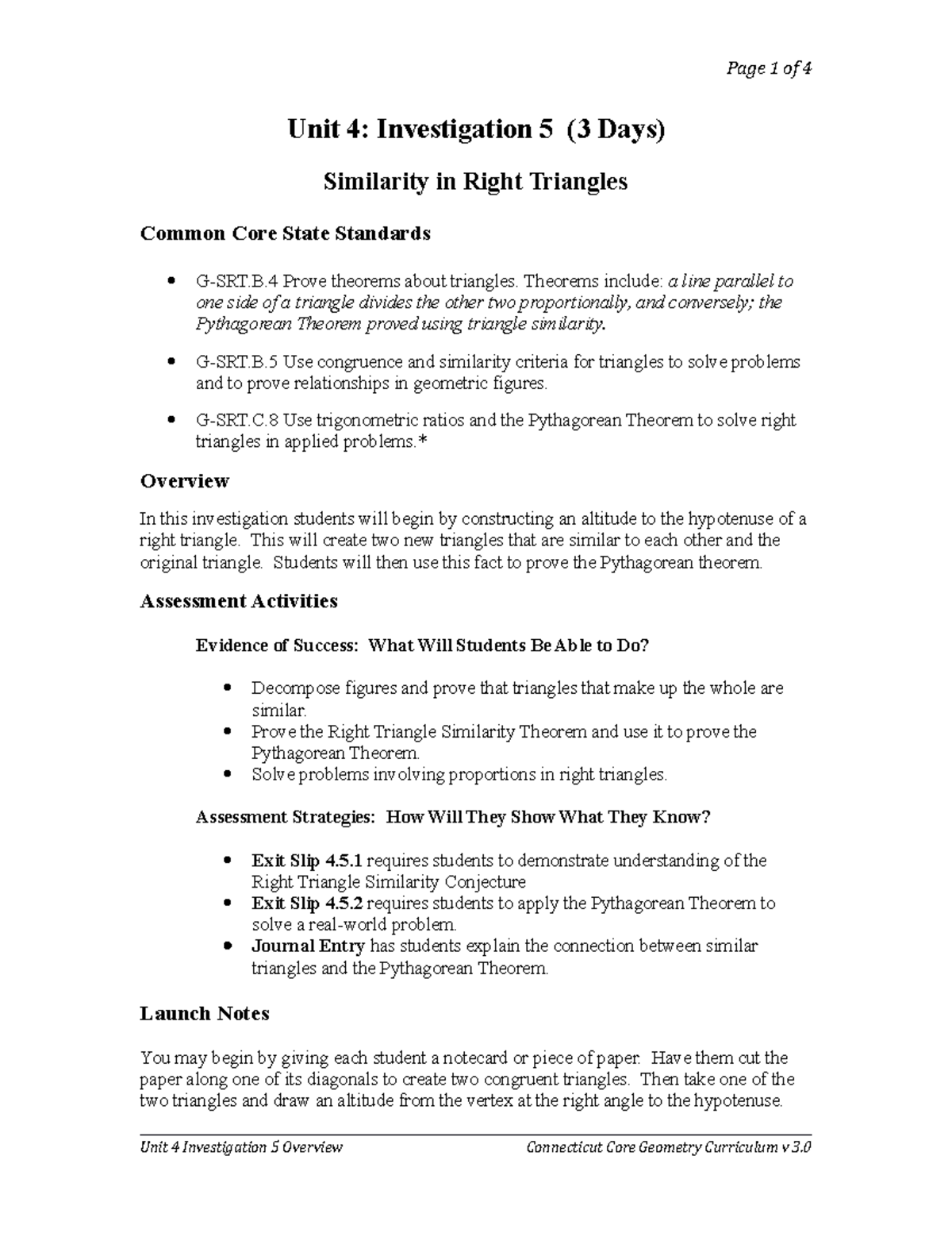 Unit4 Investigation 5 overview - Unit 4: Investigation 5 (3 Days ...