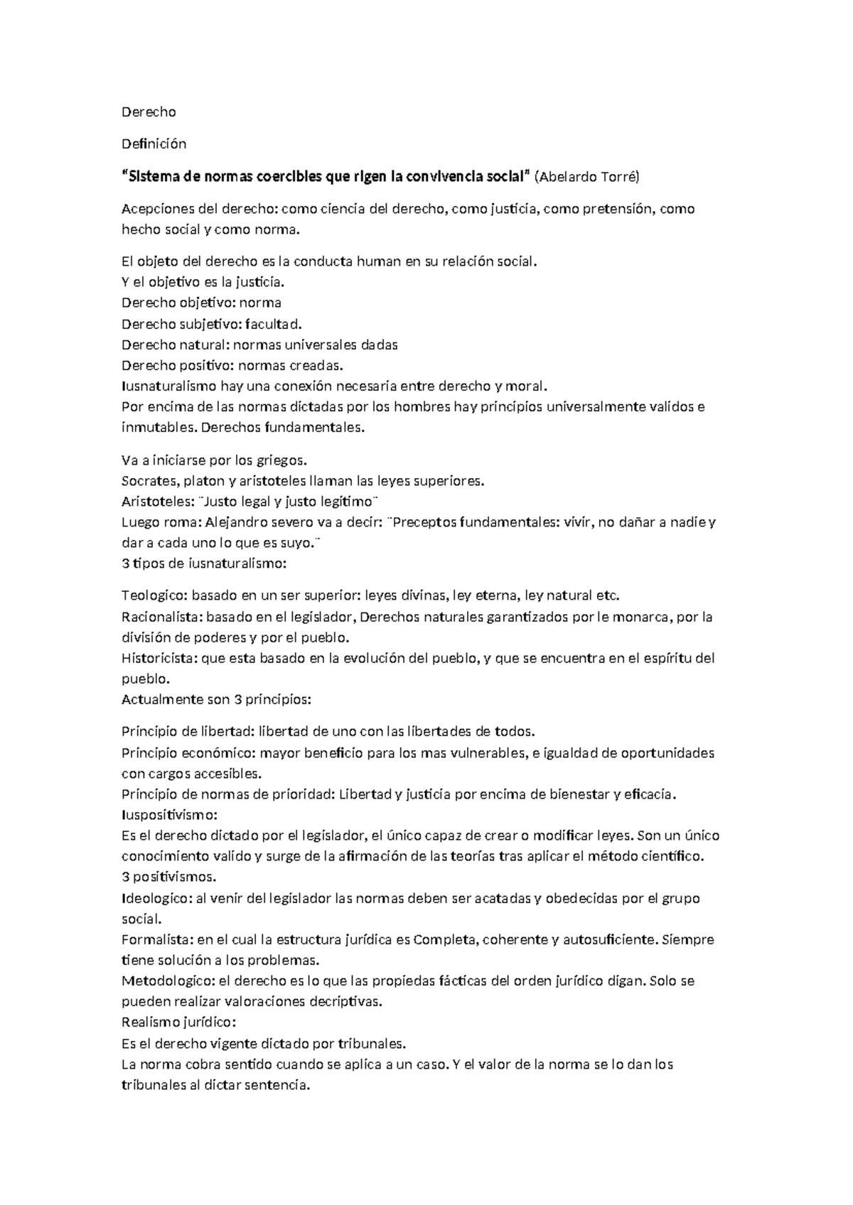 Unidad 2 para evaluar - resumenes - Derecho Definición “Sistema de ...