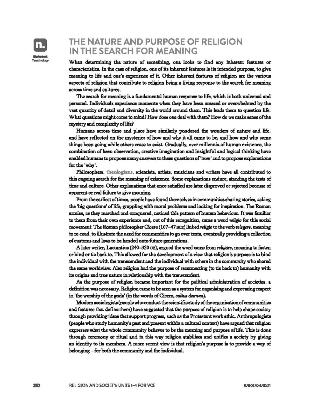 Textbook 3 - n. THE NATURE AND PURPOSE OF RELIGION IN THE SEARCH FOR ...