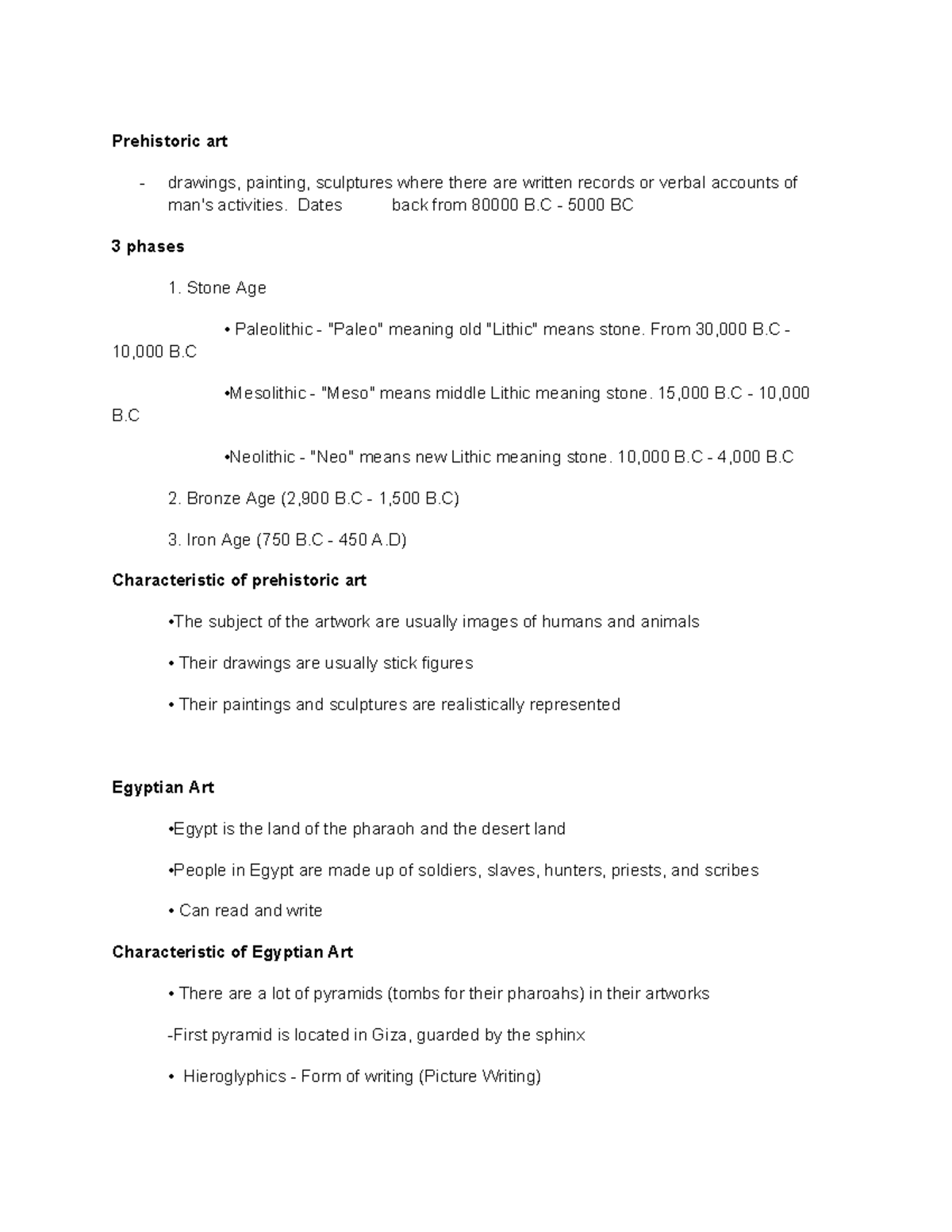 Art appre midterm - Notes - Prehistoric art - drawings, painting ...