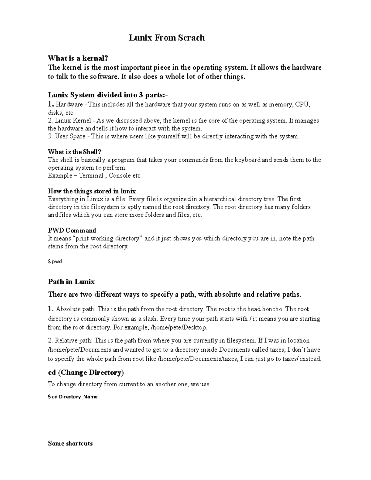 Linux notes - Lunix From Scrach What is a kernal? The kernel is the ...