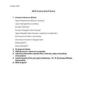 UNIT 1 - Genetics - PART 2 - UNIT #3: GENETIC PROCESSES PART II LESSON ...