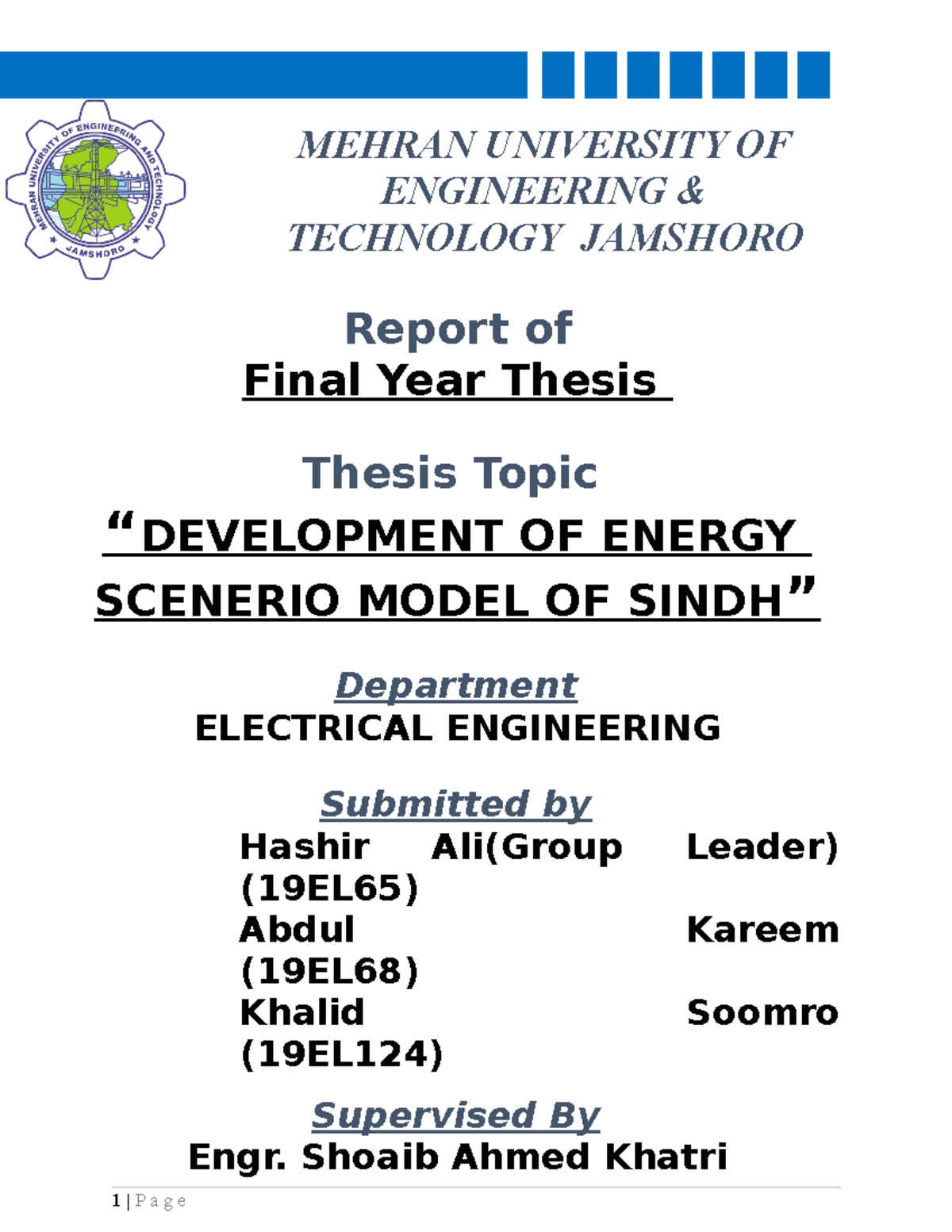 Final year project report - Report of Final Year Thesis Thesis Topic ...