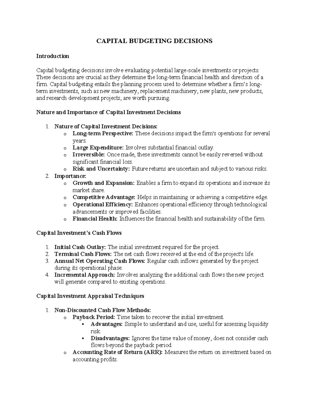Capital Budgeting Decisions - CAPITAL BUDGETING DECISIONS Introduction ...