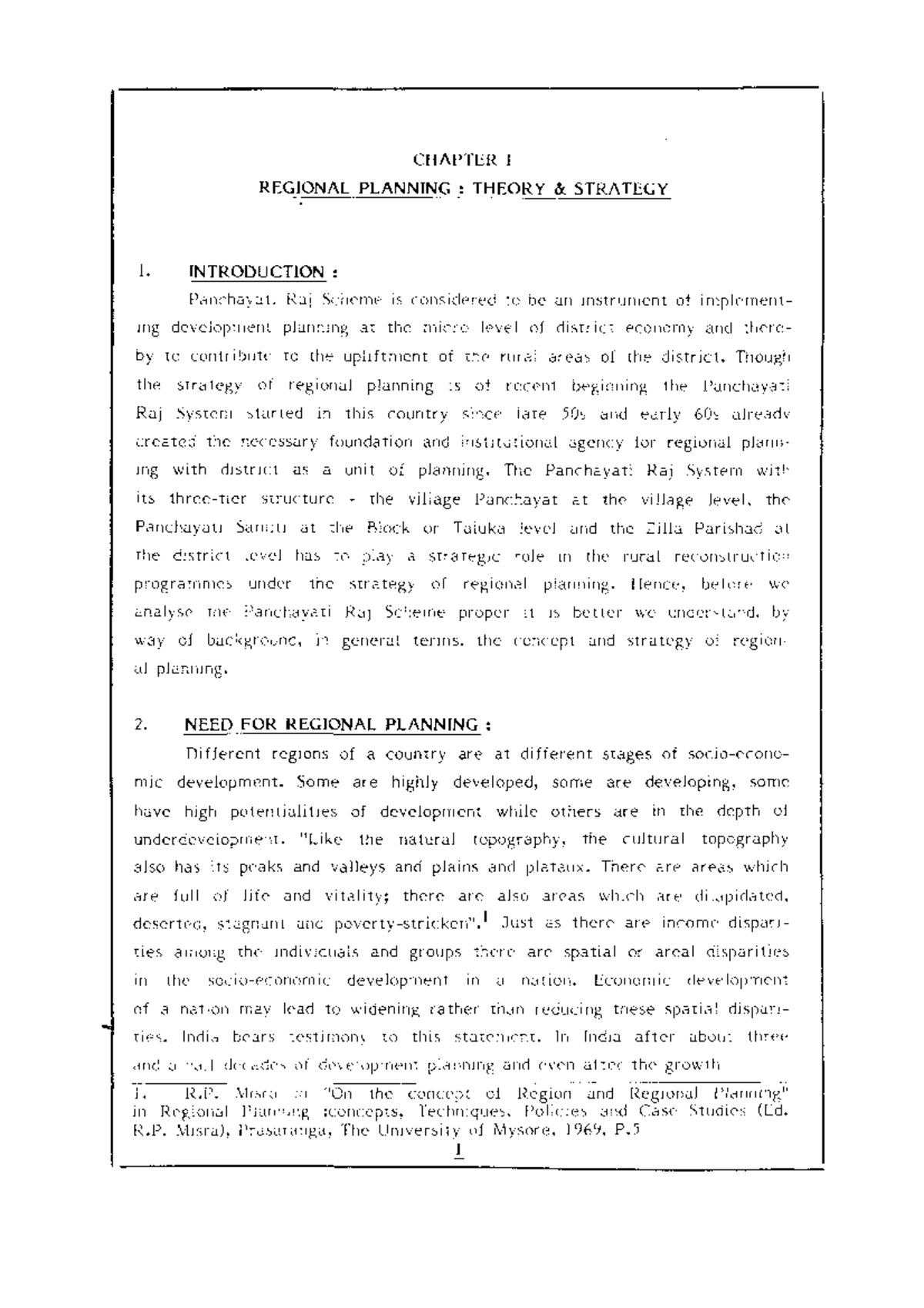 06 chapter 1 - Ankita Srivastava - CHAPTER I REGIONAL PLANNING : THEORY & STRATEGY I. - Studocu
