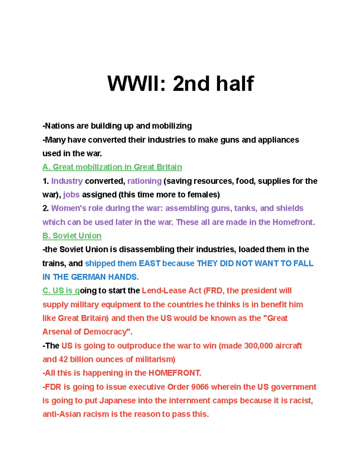 World History WWII - WWII: 2nd half -Nations are building up and ...