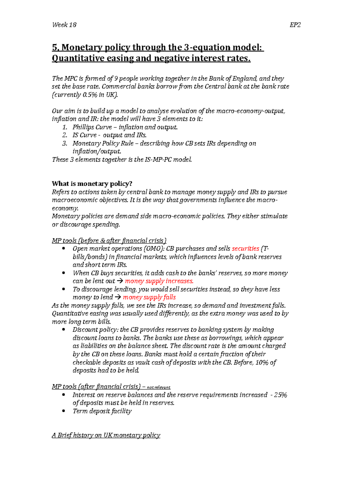topic 5, 3-equation model - 5, Monetary policy through the 3-equation ...