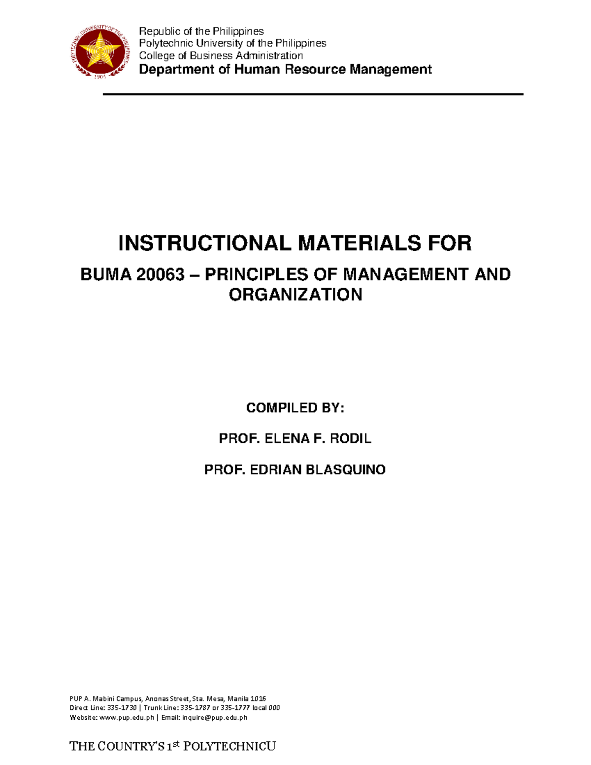 BUMA-2006 3 Principles-OF- Management-AND- Organization 1 - Republic of ...