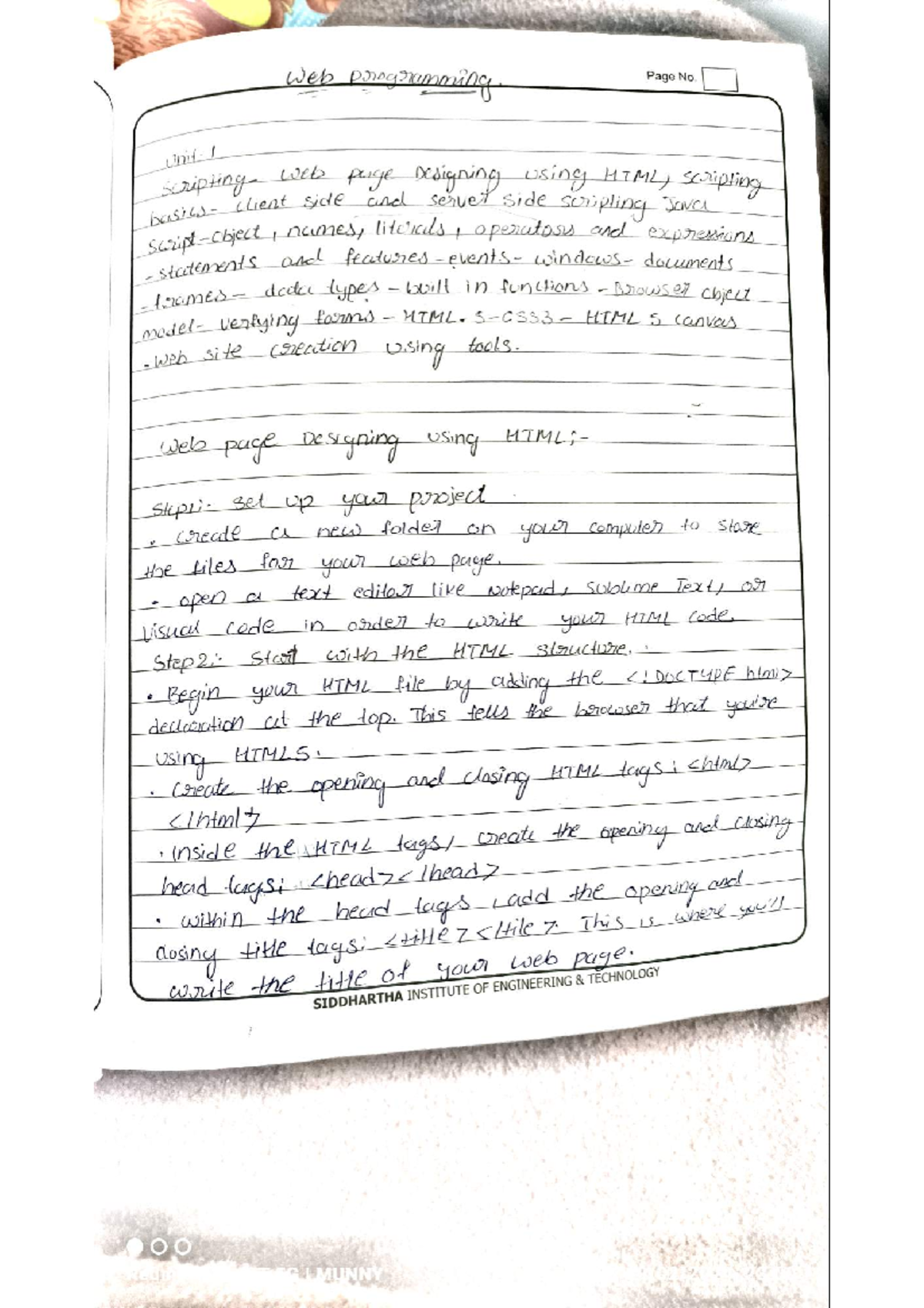 Wp. (1-3.. un) - Web development notes - Web programming Page No. unit ...