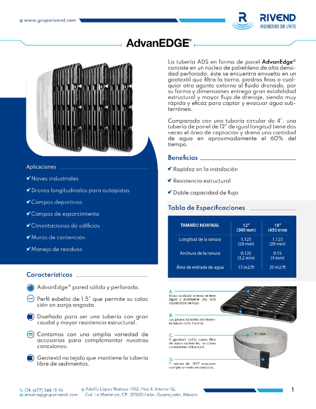 Tubería con paneles Advan EDGE - O R RIVEND INGENIERIAS SIN LÍMITE ...