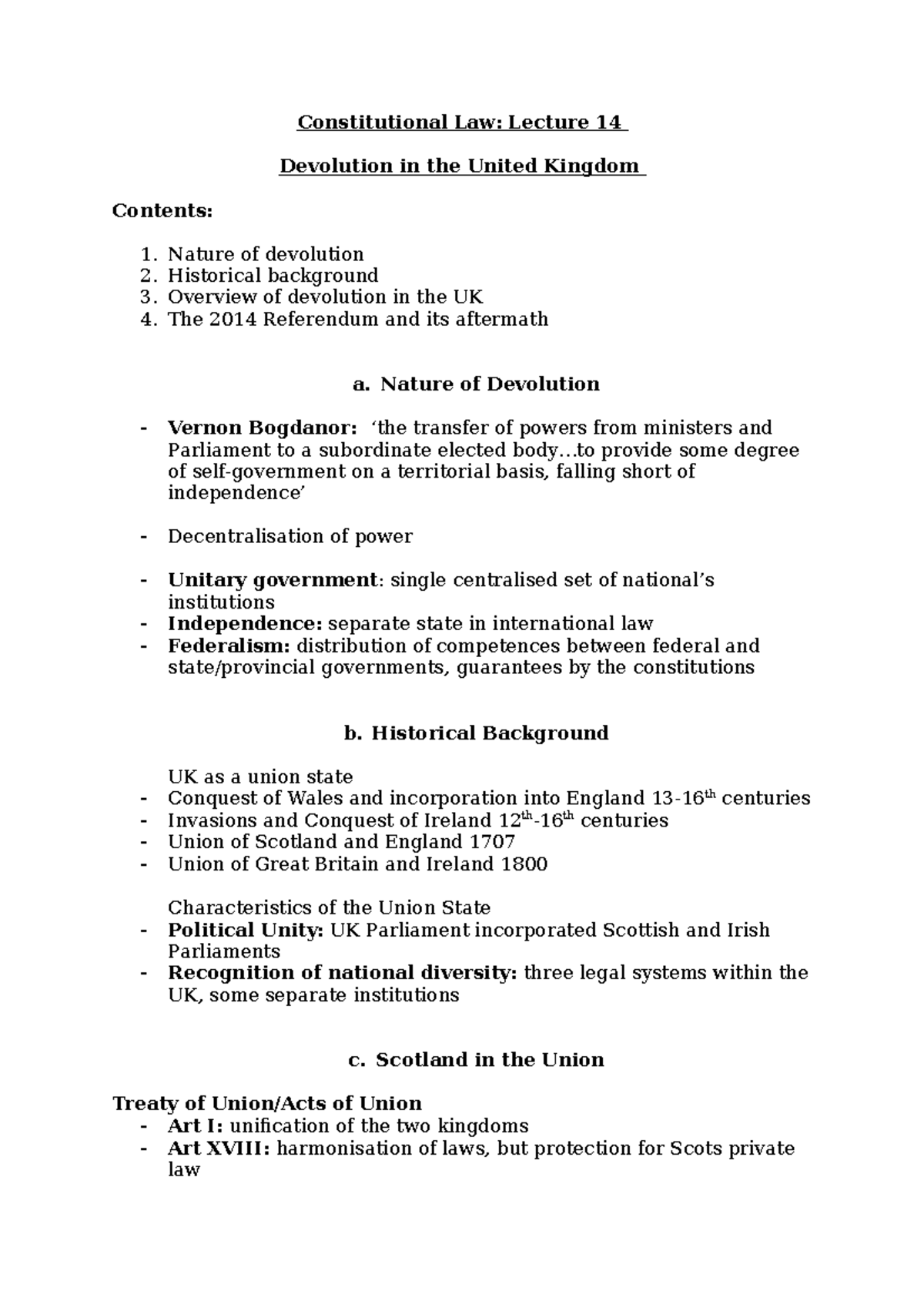 Lecture 14 Devolution Constitutional Law Lecture 14 Devolution In The United Kingdom