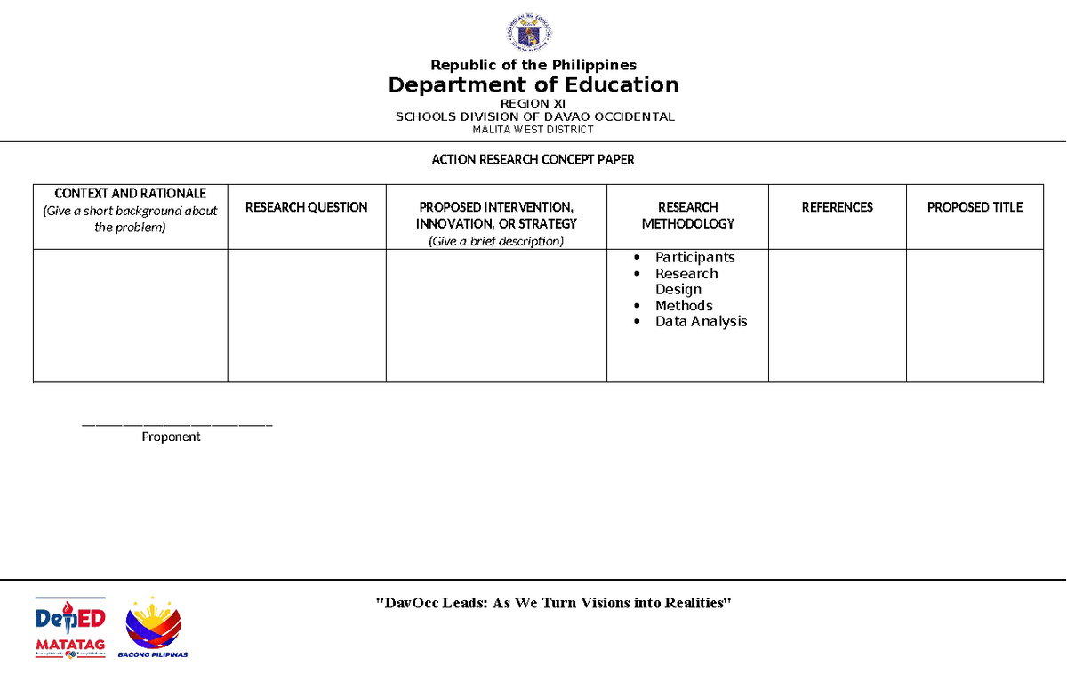 Concept- Paper- Format - Republic of the Philippines Department of Education REGION XI SCHOOLS ...