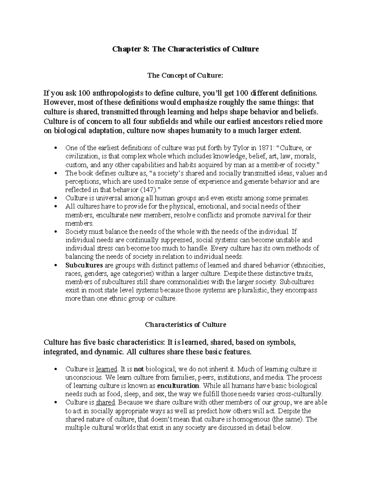 Characteristics-of-Culture - Chapter 8: The Characteristics of Culture ...