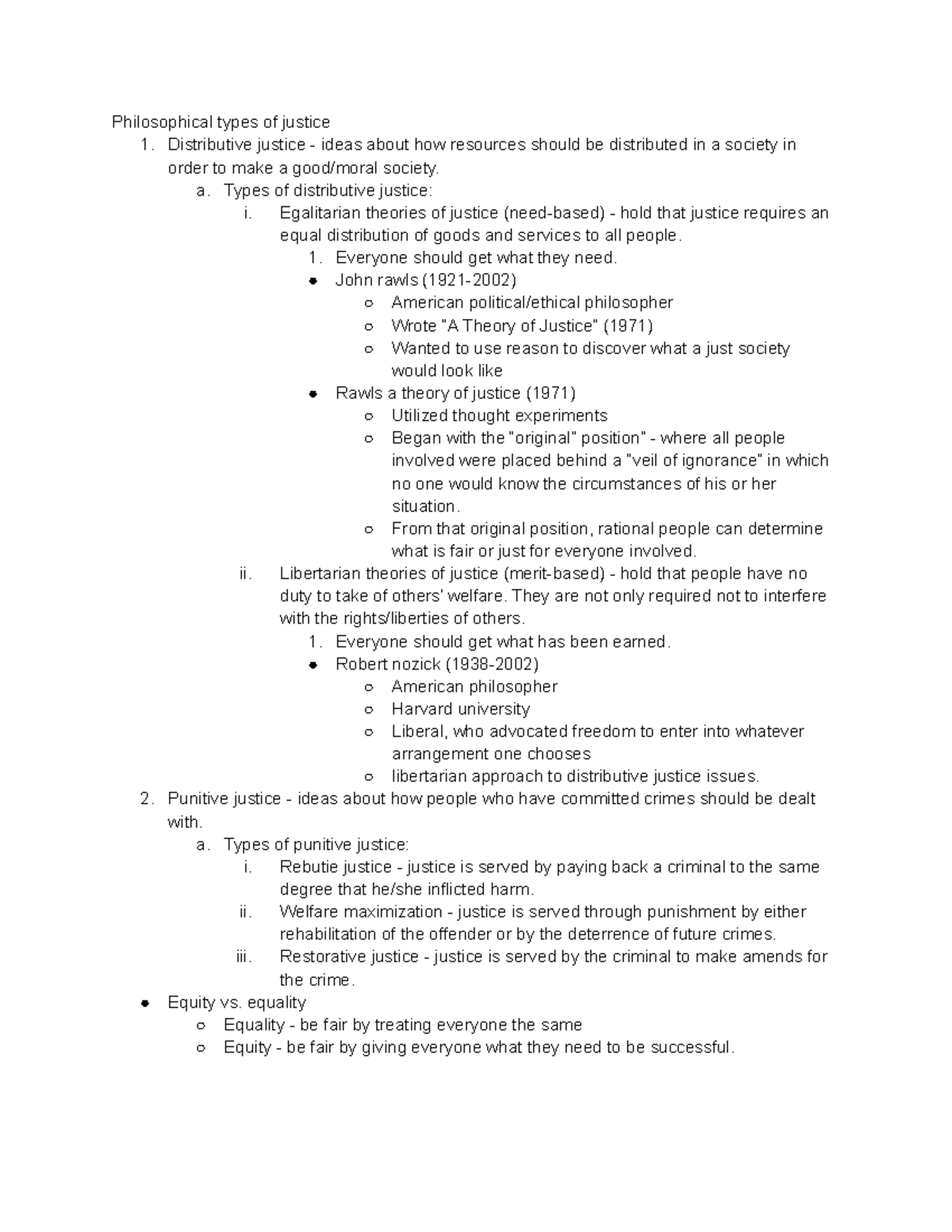 Justice theory (justice as fairness) - Philosophical types of justice 1 ...