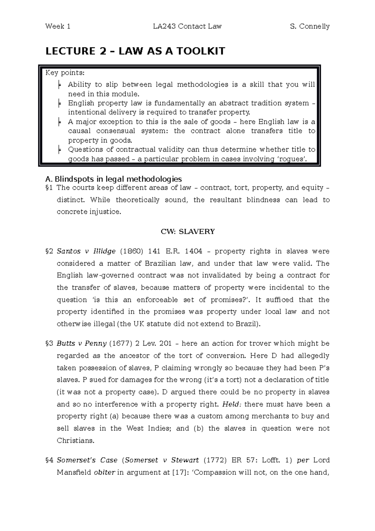 Lecture 2 - Law as toolkit - LECTURE 2 – LAW AS A TOOLKIT Key points ...