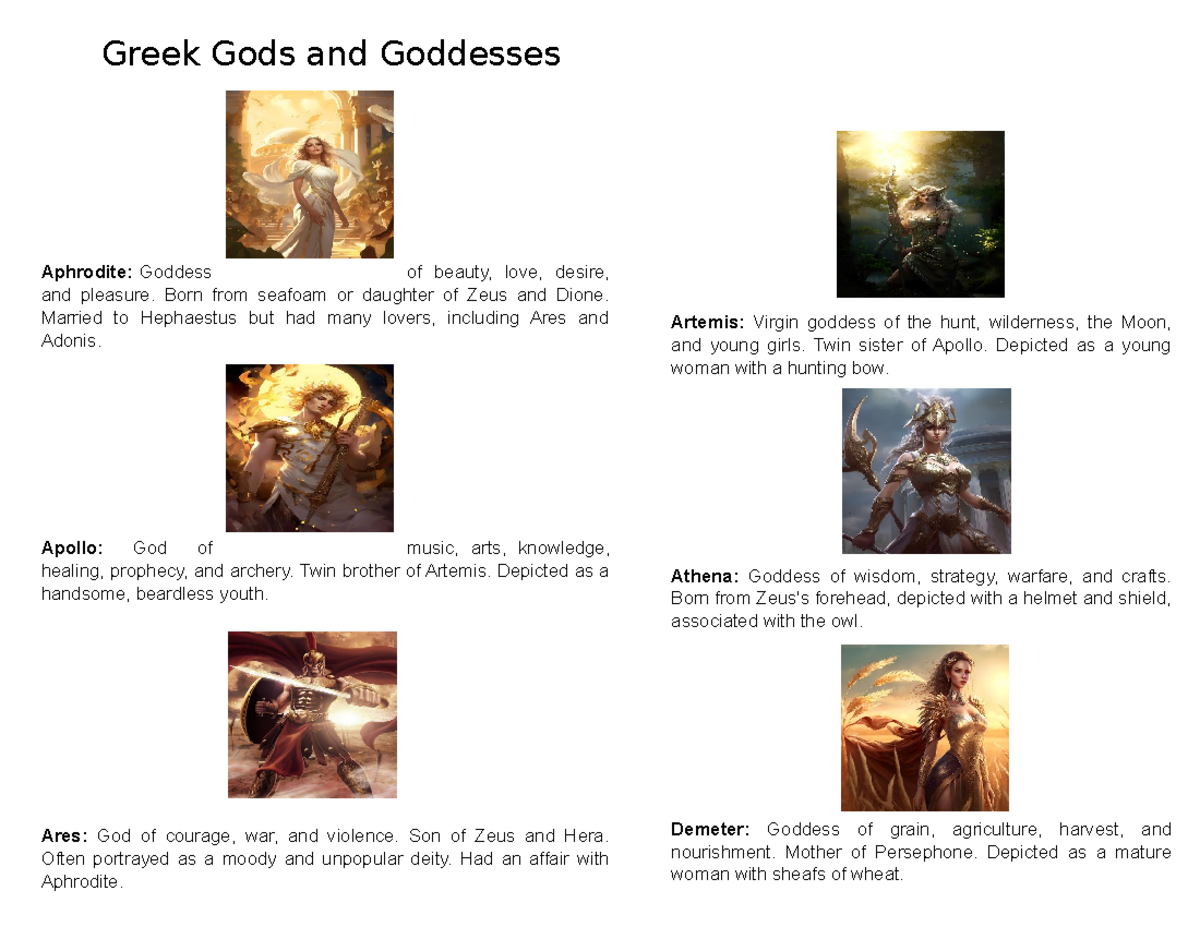 Greek God and Goddess - Greek Gods and Goddesses Aphrodite: Goddess of ...